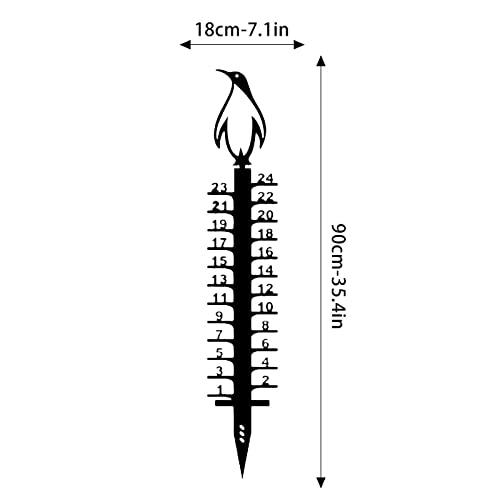 Holiday Snowflake Snowfall Measuring Gauge,35Inch Iron Art Snow Gauge - Handmade Metal Snow Measuring Stick Garden Stakes for Yard, Rain Gauge Outdoor Decoration Gift (B)