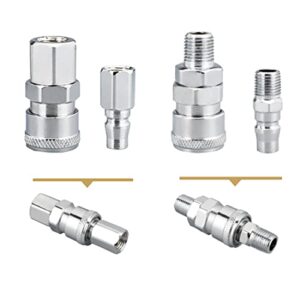 2 Set NPT 1/4 Stainless Steel Pressure Washer Quick Connect Fittings,Garden Hose Quick Connect Male and Female Quick Connector for Pressure Washer Hose Pressure Washer Adapters Hose. (1/4")