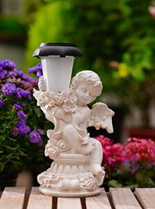 hongruiart angel statue with solar lamp decoration angel solar light statues for garden memorial gift solar angels resin gifts for mom baby angel statue garden decor