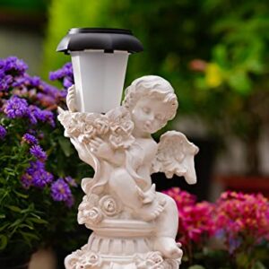 HONGRUIART Angel Statue with Solar Lamp Decoration Angel Solar Light Statues for Garden Memorial Gift Solar Angels Resin Gifts for Mom Baby Angel Statue Garden Decor