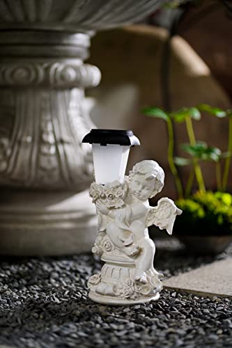 HONGRUIART Angel Statue with Solar Lamp Decoration Angel Solar Light Statues for Garden Memorial Gift Solar Angels Resin Gifts for Mom Baby Angel Statue Garden Decor