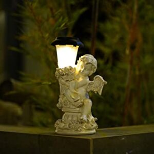 HONGRUIART Angel Statue with Solar Lamp Decoration Angel Solar Light Statues for Garden Memorial Gift Solar Angels Resin Gifts for Mom Baby Angel Statue Garden Decor