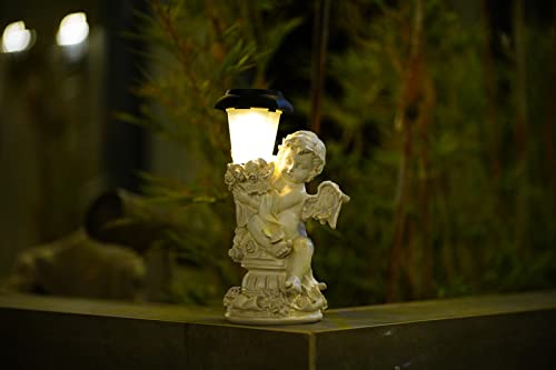 HONGRUIART Angel Statue with Solar Lamp Decoration Angel Solar Light Statues for Garden Memorial Gift Solar Angels Resin Gifts for Mom Baby Angel Statue Garden Decor