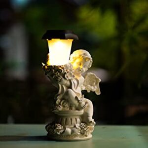 HONGRUIART Angel Statue with Solar Lamp Decoration Angel Solar Light Statues for Garden Memorial Gift Solar Angels Resin Gifts for Mom Baby Angel Statue Garden Decor