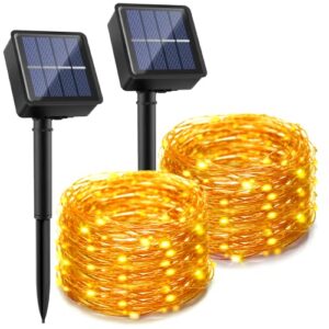 aznosun outdoor solar string lights, 2 pack 120 led 39 feet solar fairy lights led waterproof 8 patterns home decoration garden trees christmas garden terrace party lights