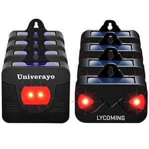 lycoming predator control light coyote deterrent 4 pack bundle with univerayo solar predator lights for yard chickens coop raccoon fox skunk deer repellent 4 pack