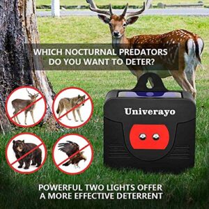 Lycoming Predator Control Light Coyote Deterrent 4 Pack Bundle with Univerayo Solar Predator Lights for Yard Chickens Coop Raccoon Fox Skunk Deer Repellent 4 Pack