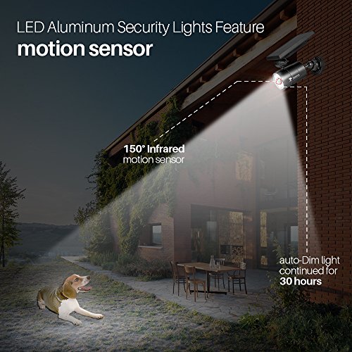 Solar Motion Lights Outdoor Aluminum 1400-Lumens 9W LED(130W Equi.), No Power Required Solar Flood Security Spot Lights for Camp Driveway Patio Path Garden, 100-Week Protection for 100% Free