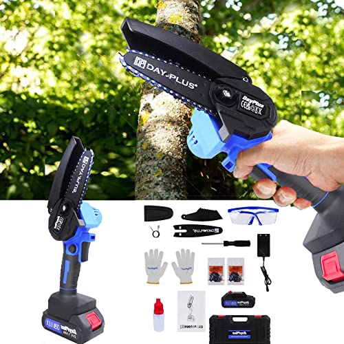 4 Inch Electric Power Chain Saw Cordless 24V Wood Saw for Farming Tree Limbs, Garden Pruning, Bonsai Trunk, and Firewood