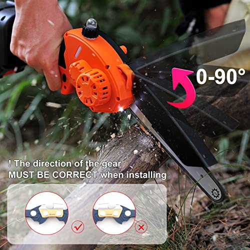 Brushless Mini Chainsaw Cordless 6 Inch 8 Inch with 2Pcs Lithium Battery and Auto-oil System, Electric Rechargeable 21v Small Handheld Portable Saws Yard Tool for Wood Cutting Tree Branches Trimming