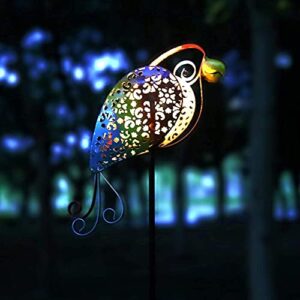 esgarden garden solar light outdoor crackle glass decorative pathway lights path landscape waterproof decor outside backyard yard patio decorations porch walkway driveway courtyard 1 pc (parrot)