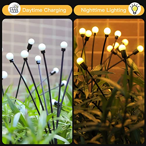 4 Packs 6LED Starburst Solar Garden Lights - Solar Outdoor Lights Starburst Swaying Lights Solar Firefly Lights Outdoor Waterproof, Garden Decorative Lights for Yard Patio Pathway (Warm Yellow)