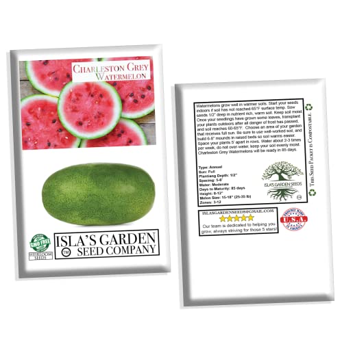 Charleston Grey Watermelon Seeds for Planting, 30+ Heirloom Seeds Per Packet, (Isla's Garden Seeds), Non GMO Seeds, Botanical Name: Citrullus lanatus, Great Home Garden Gift