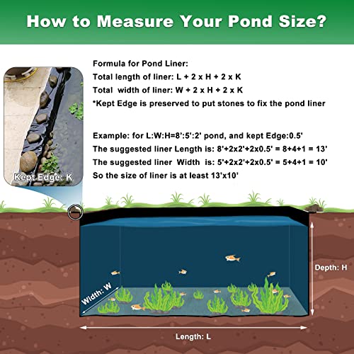 UYGALAXY 7X10 Feet Pond Liner Pond Skins - 20 Mil LDPE - Black Small Outdoor Pond Liner for Fish koi Ponds Streams,Fountains,Garden Backyard Waterfall