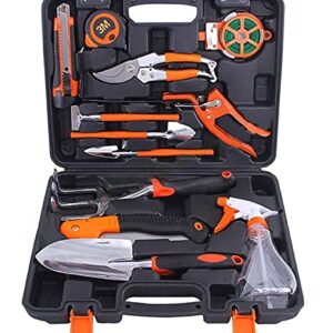 Garden Tools Set - 12 Piece (Orange) Heavy Duty Gardening Hand Tools Pruner Kit New