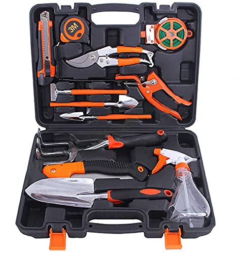 Garden Tools Set - 12 Piece (Orange) Heavy Duty Gardening Hand Tools Pruner Kit New