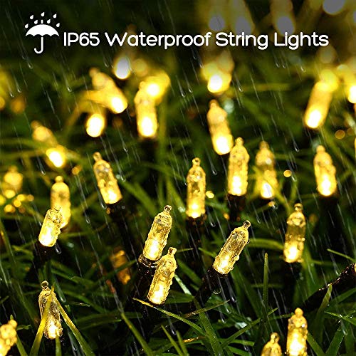 Christmas Lights - 33FT 100 LED Battery Operated String Lights with Timer & 8 Modes Mini Clear String Lights for Christmas Tree Wreath Indoor Outdoor Garden Wedding Party Decor Waterproof (Warm White)