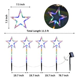 Solar Christmas Star Lights Outdoor Pathway Markers , Set of 4 Pre-lit Xmas Star Decoration Stake for Path, Yard, Lawn, Garden, Landscape