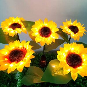 xincankun 4 pack solar lights outdoor – new upgraded solar garden lights, multi-color changing sunflower solar flower lights for patio,yard decoration, bigger flower and wider solar panel