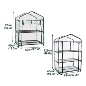 QOONESTL 2/3 Tier Mini Greenhouse with Clear Cover, Replacement Heavy Duty Waterproof PE/PVC Greenhouse Cover, Garden Plant Cover for Gardening Plants Protection