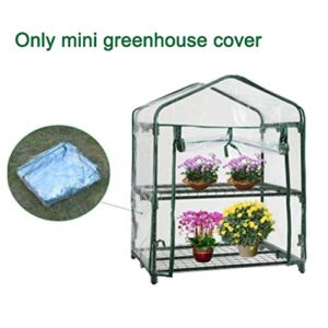 QOONESTL 2/3 Tier Mini Greenhouse with Clear Cover, Replacement Heavy Duty Waterproof PE/PVC Greenhouse Cover, Garden Plant Cover for Gardening Plants Protection