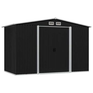 festnight garden storage shed with 4 vents metal steel double sliding doors outdoor tood shed patio lawn care equipment pool supplies organizer anthracite 101.2 x 80.7 x 70.1 inches (w x d x h)