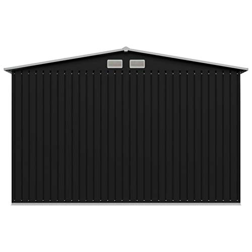 Festnight Garden Storage Shed with 4 Vents Metal Steel Double Sliding Doors Outdoor Tood Shed Patio Lawn Care Equipment Pool Supplies Organizer Anthracite 101.2 x 80.7 x 70.1 Inches (W x D x H)