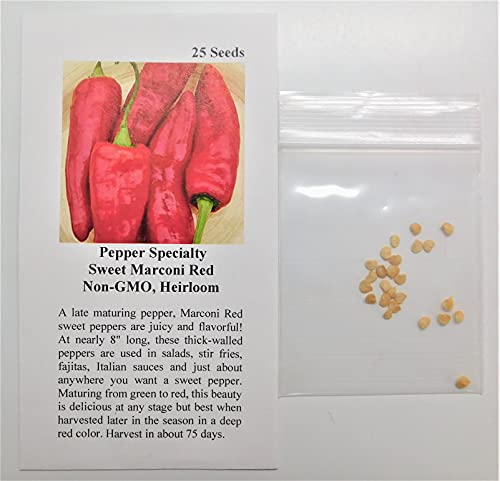 David's Garden Seeds Pepper Specialty Sweet Marconi Red FBA-8722 (Red) 25 Non-GMO, Heirloom Seeds