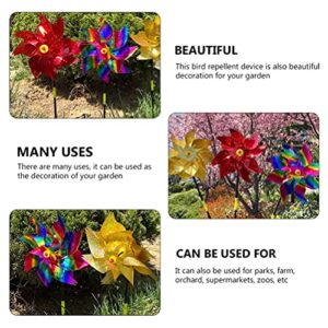 Cabilock 3pcs Bird Blinder Repellent Pinwheels with Stakes Extra Sparkly Pin Wheelfor Pigeons Birds Yard Garden Decoration