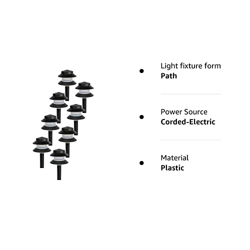 Paradise Plastic Path Stake Light (Black, 8 Pack)