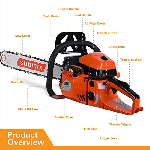 Gas Chainsaw 62CC Power Chain Saw 20 Inch Guide Board Chain saws 2-Cycle Gasoline Handheld Cordless Petrol Chain Saws for Trees Gas Powered Farm, Ranch and Garden Tools