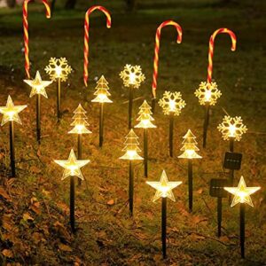 Solar Christmas Pathway Lights Outdoor, 2 Lighting Modes Solar Powered Stake Lights Waterproof, Christmas Decorations for Garden, Yard, Pathway, Lawn,Patio,Home Decor(5 Trees )