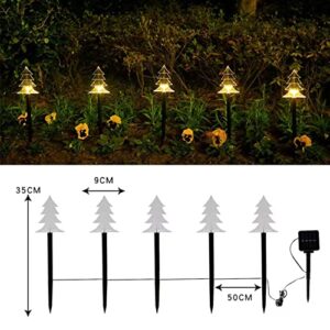 Solar Christmas Pathway Lights Outdoor, 2 Lighting Modes Solar Powered Stake Lights Waterproof, Christmas Decorations for Garden, Yard, Pathway, Lawn,Patio,Home Decor(5 Trees )