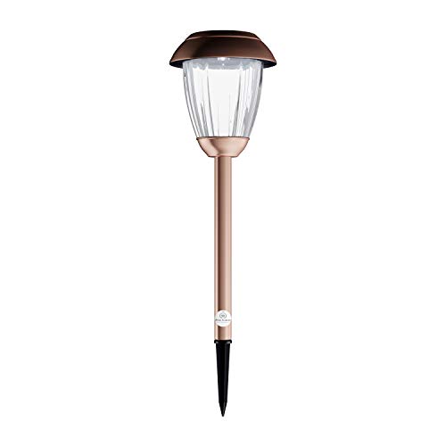 Pure Garden Solar Path Lights, Set of 8-16” Tall Stainless Steel Outdoor Stake Lighting for Garden, Landscape, Yard, Driveway, Walkway (Copper)