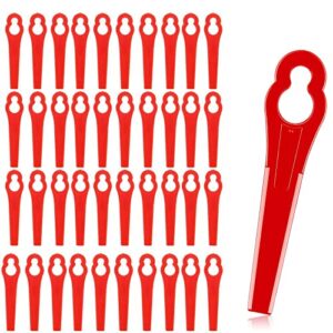 100pcs lawn mower plastic blades, mower cutter blade plastic machine trimming blades replacement plastic blades accessories trimmer grass mowing nylon blades compatible for stihl polycut 2-2, red