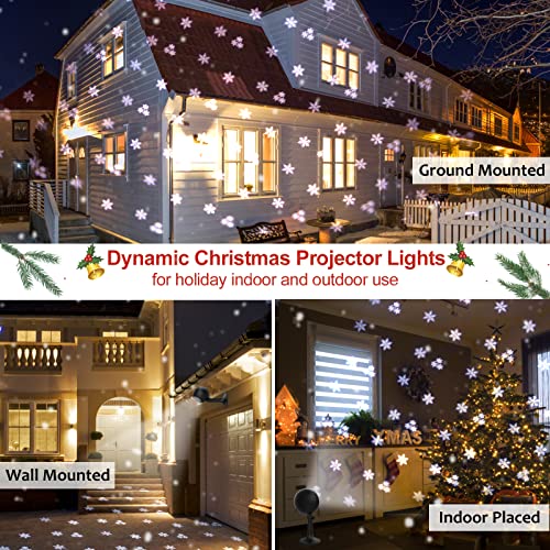 Christmas Projector Lights Outdoor Snowflakes Indoor Projection Snowfall Lights Xmas Show LED White Spotlight Waterproof for New Year Holiday Party Wedding House Garden Patio Outside Decorations, Black