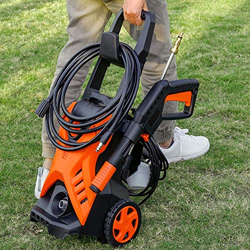 Pressure Washer Rock&Rocker 2150 PSI Electric Power Washer 1.6 GPM Portable Car Washer with Adjustable Spray Nozzle, Foam Cannon, IPX5 Car Washer Cleaner for Home/Car/Driveway/Patio Furniture