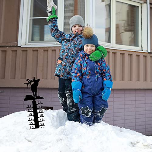 Gift 24cm Snowflake Snow Measuring Instrument Snowmobile Snow Measuring Instrument Metal Snow Measuring Ruler Outdoor Garden Ornament 4x4 Post Base for Mailbox (Black, One Size)