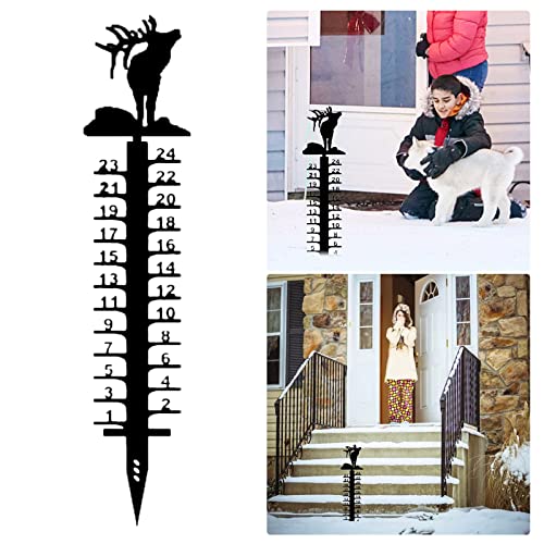 Gift 24cm Snowflake Snow Measuring Instrument Snowmobile Snow Measuring Instrument Metal Snow Measuring Ruler Outdoor Garden Ornament 4x4 Post Base for Mailbox (Black, One Size)