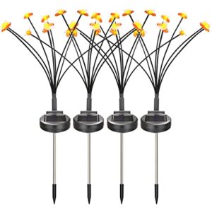 blyanx solar garden pathway lights, swaying solar outdoor lights waterproof garden decor solar christmas lights for patio backyard lights(4 pcs bee)