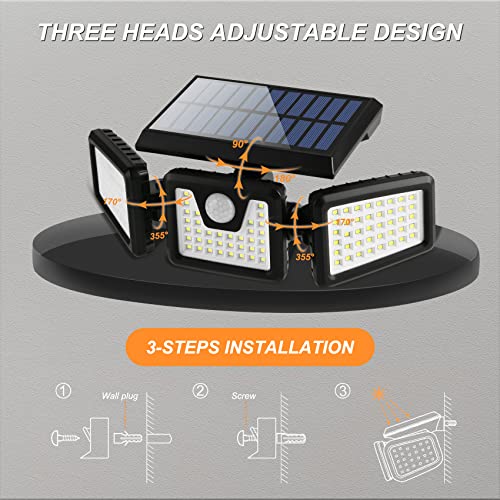 Otdair Solar Outdoor Lights,118 LED Solar Flood Lights Outdoor, Solar Motion Lights Outdoor,270°Wide Lighting Angle Solar Security Lights Motion Outdoor(2 Pack)