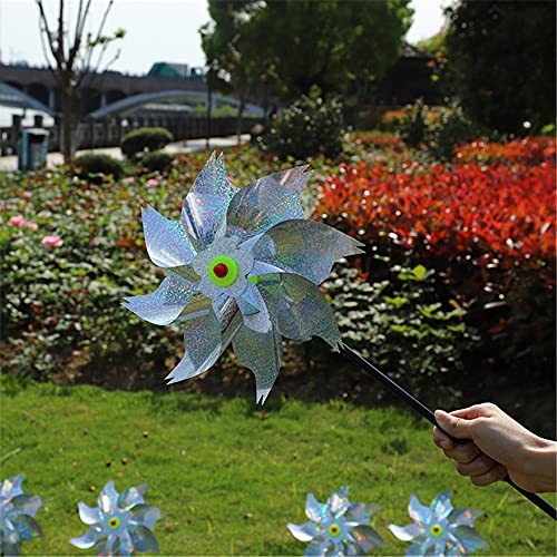 ZYHO Airlove Reflective Pinwheels, 1Pack Extra Sparkly Pinwheels for Garden Decor, Scare Birds Away from Garden Yard Patio Lawn Farm