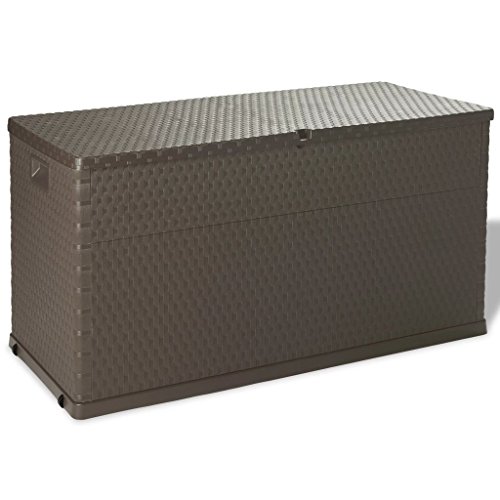 Wuyue and buding Outdoor Storage Container, Storage Deck Box 111 Gal for Patio, Garden, Backyard Brown/Anthracite