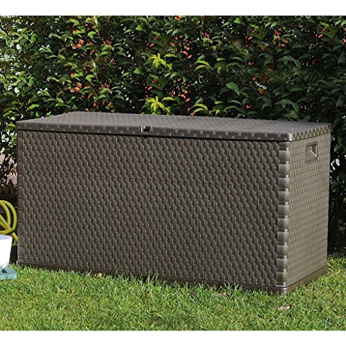 Wuyue and buding Outdoor Storage Container, Storage Deck Box 111 Gal for Patio, Garden, Backyard Brown/Anthracite