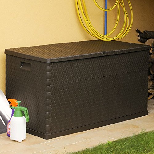 Wuyue and buding Outdoor Storage Container, Storage Deck Box 111 Gal for Patio, Garden, Backyard Brown/Anthracite