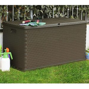 Wuyue and buding Outdoor Storage Container, Storage Deck Box 111 Gal for Patio, Garden, Backyard Brown/Anthracite