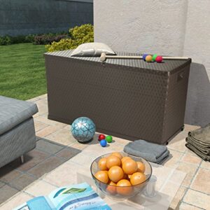 Wuyue and buding Outdoor Storage Container, Storage Deck Box 111 Gal for Patio, Garden, Backyard Brown/Anthracite