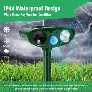 Ultrasonic Cat Deterrent, Solar Powered Deterrent Device with Motion Sensor and Flashing Light, Waterproof Device for Farm, Garden, Yard, Dogs, Birds