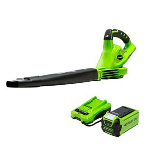 greenworks 40v (150 mph / 130 cfm) cordless leaf blower, 2.0ah battery and charger included