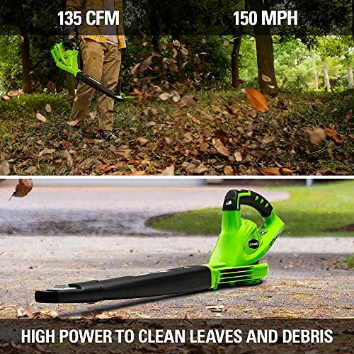 Greenworks 40V (150 MPH / 130 CFM) Cordless Leaf Blower, 2.0Ah Battery and Charger Included